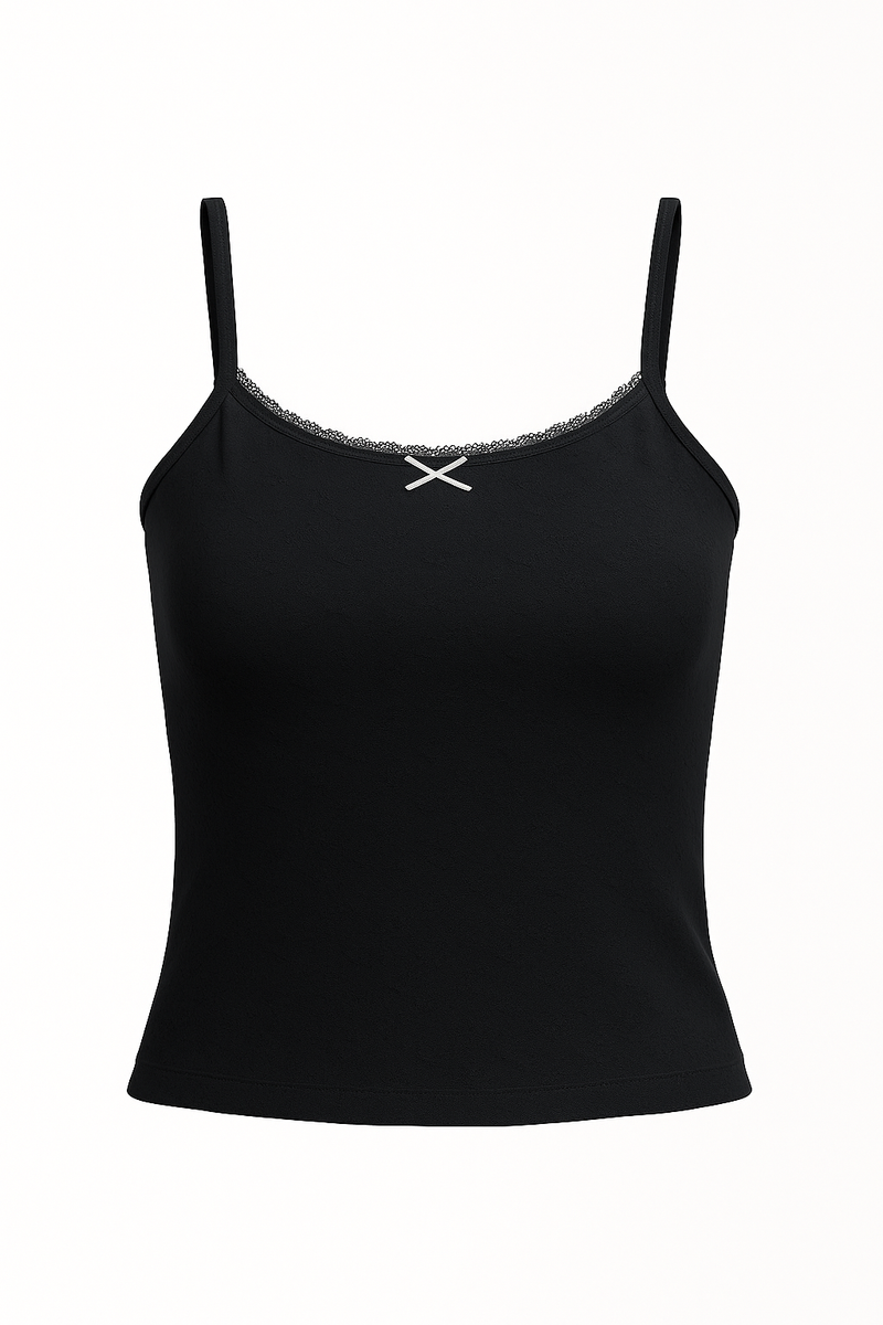 Change | Lace Trim Heart Pointelle Cropped Tank Top - Under Control